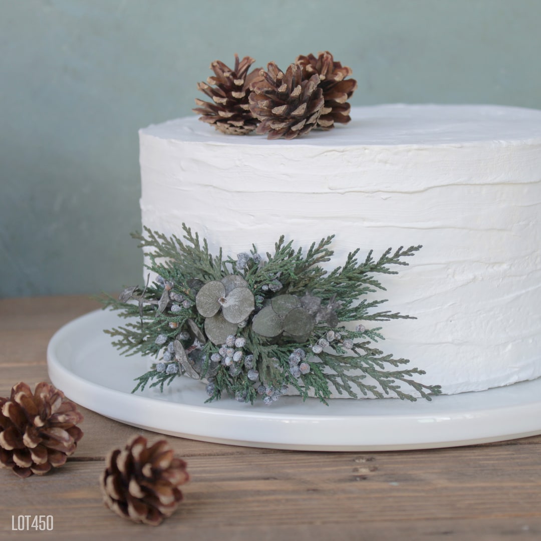 Evergreen Cake Pick, Pine and Eucalyptus, Winter Woodland Cake ...