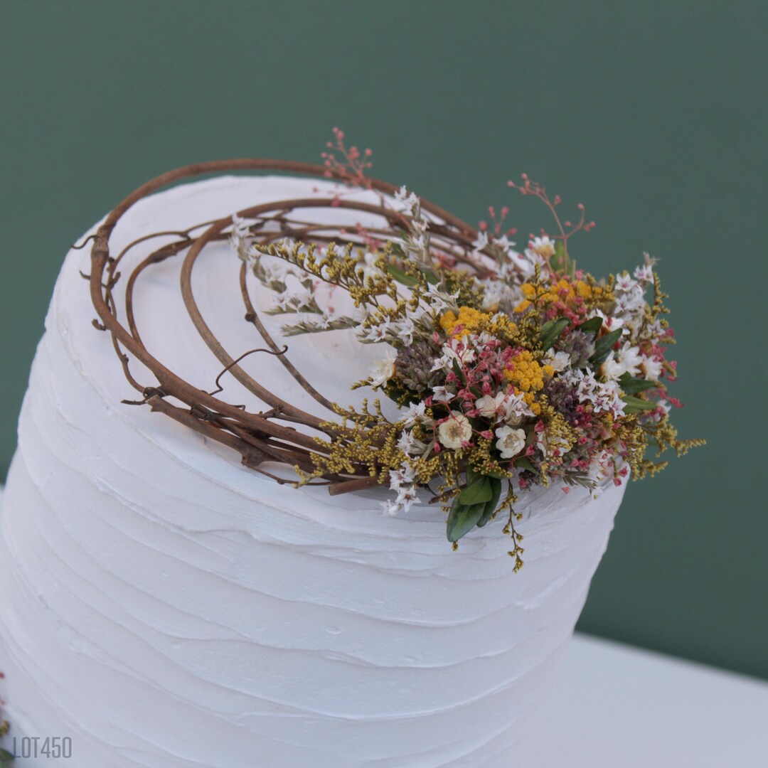 Spring Cake Topper With Mixed Wildflowers, Dry Flower Cake Top, Flowers ...
