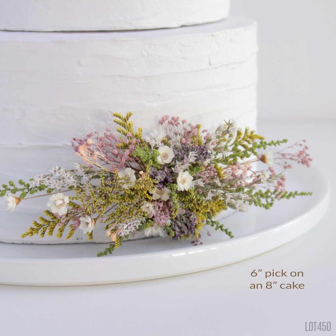 Spring Mixed Wildflower Cake Tier Pick, Dry Flowers for Cakes, Rustic ...