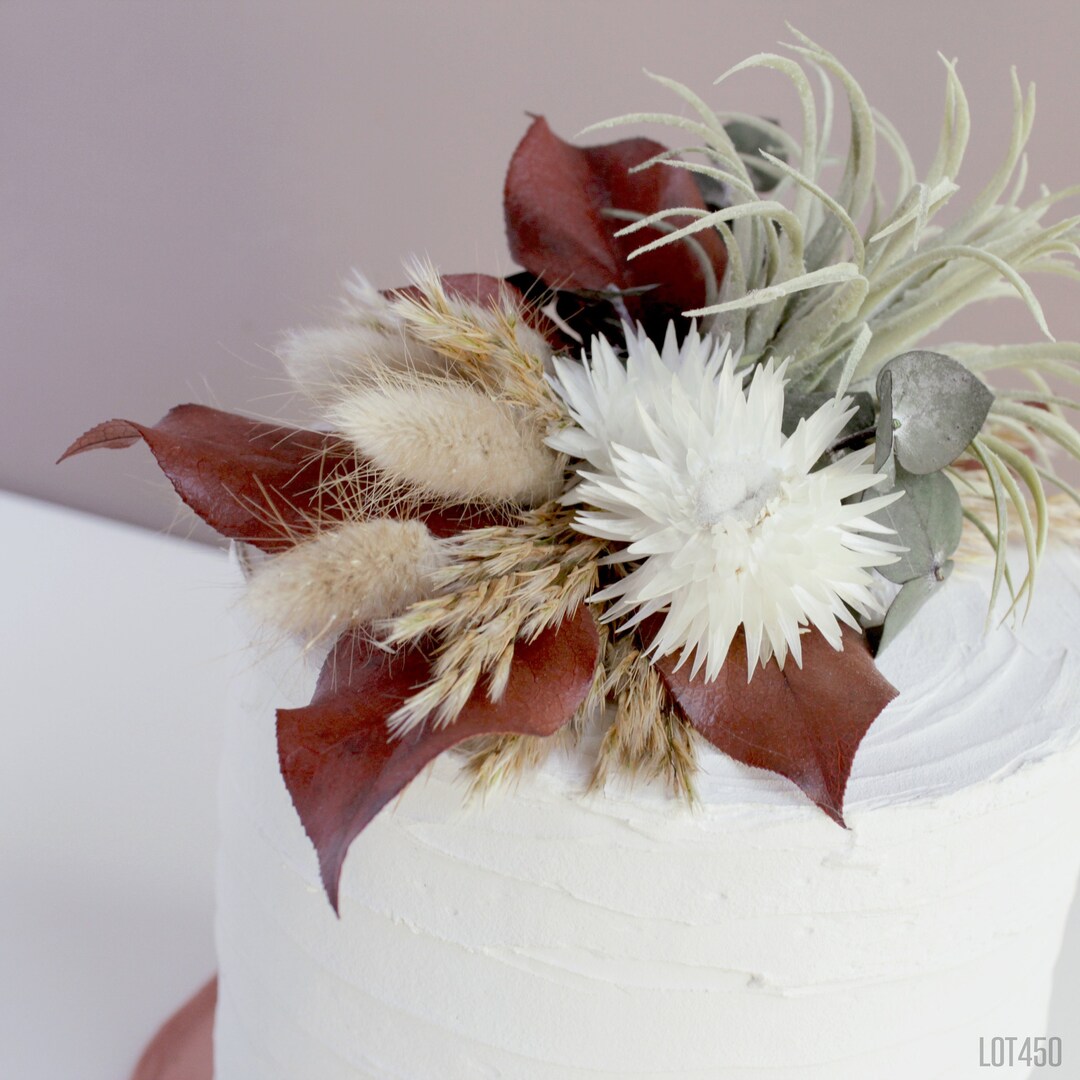 Floral Boho Cake Topper, Flowers for Cakes, Dried Flowers and Leaves ...