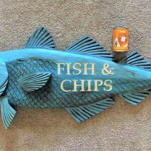 LARGE Hand Carved Wood Fish & Chips Sign - Etsy
