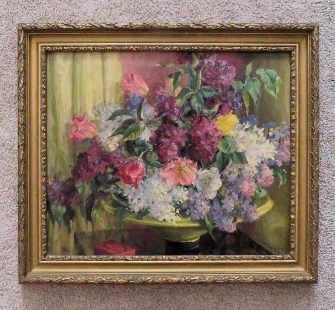 Carola Rust Colorful Still Life Oil Painting Flowers Floral Mid Century ...