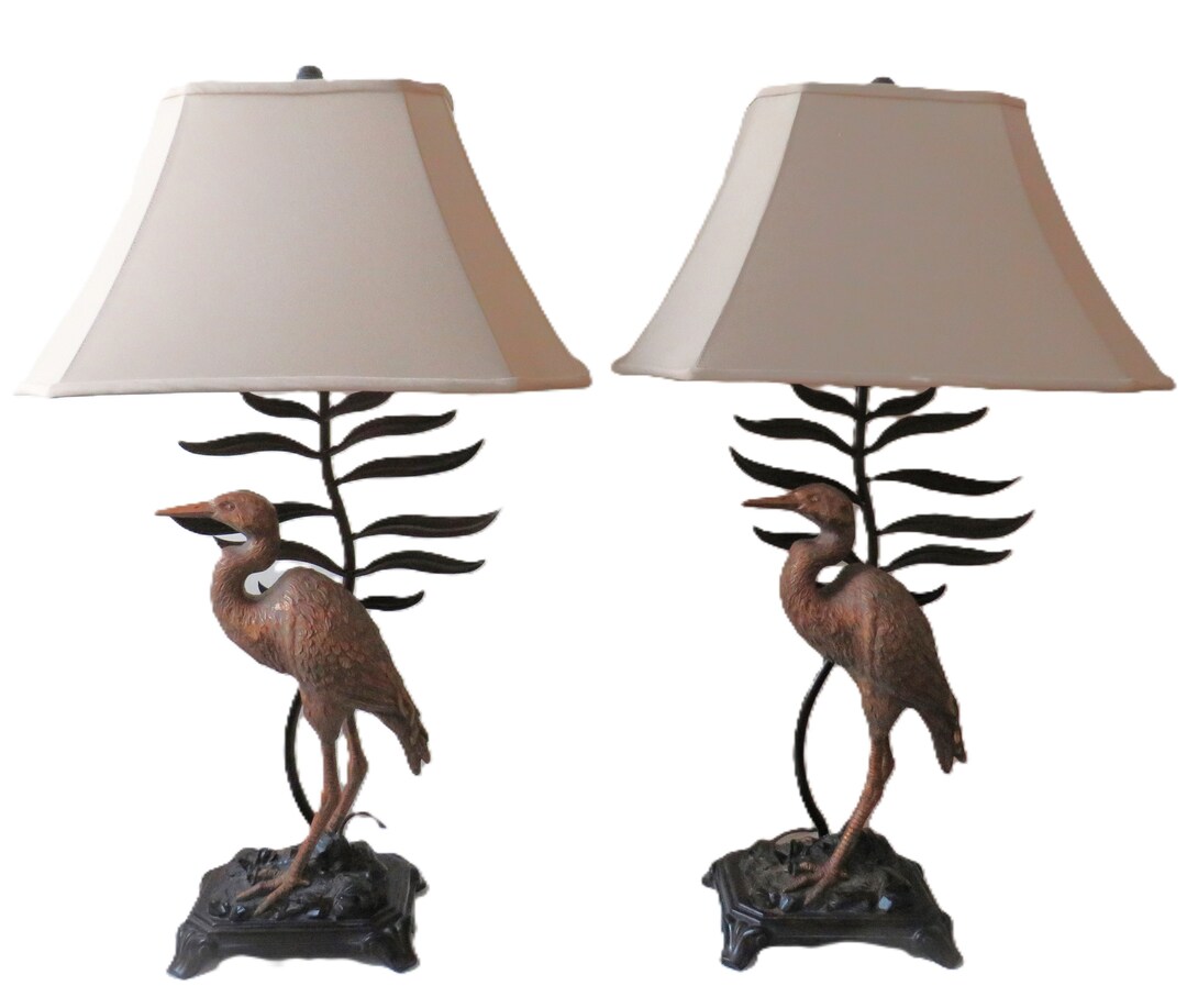 Pair of Coastal Bird Table Lamps Herons Egrets Cranes - Etsy