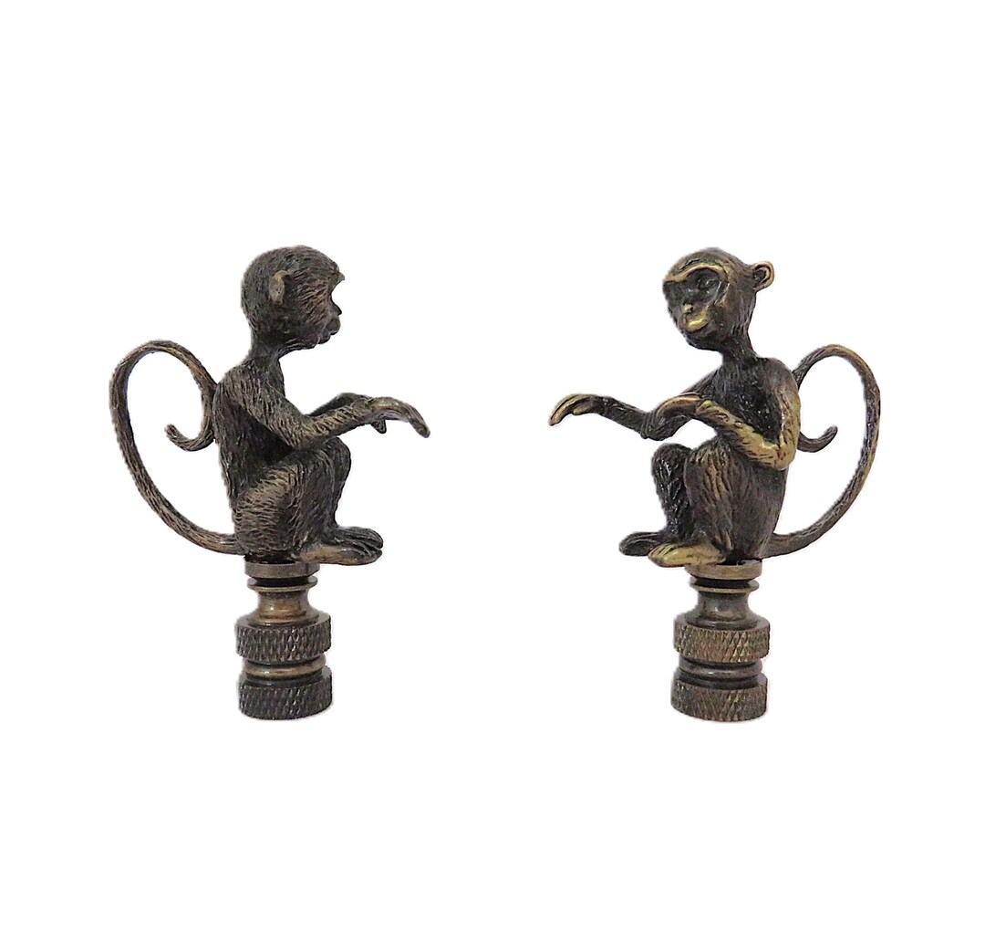 Pair of Monkey Lamp Finials - Etsy