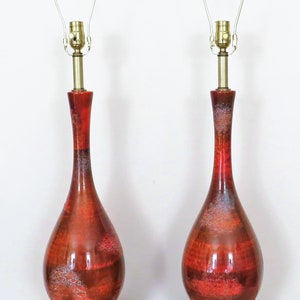 Pair of Burnt Orange Ceramic Table Lamps Mid Century Modern Bitossi ...