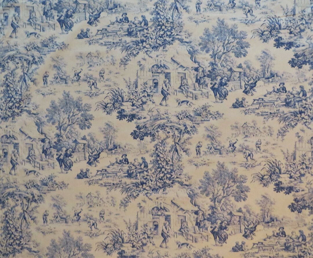 10 Yards French Stof Cotton Toile Designer Fabric in Blue festin - Etsy