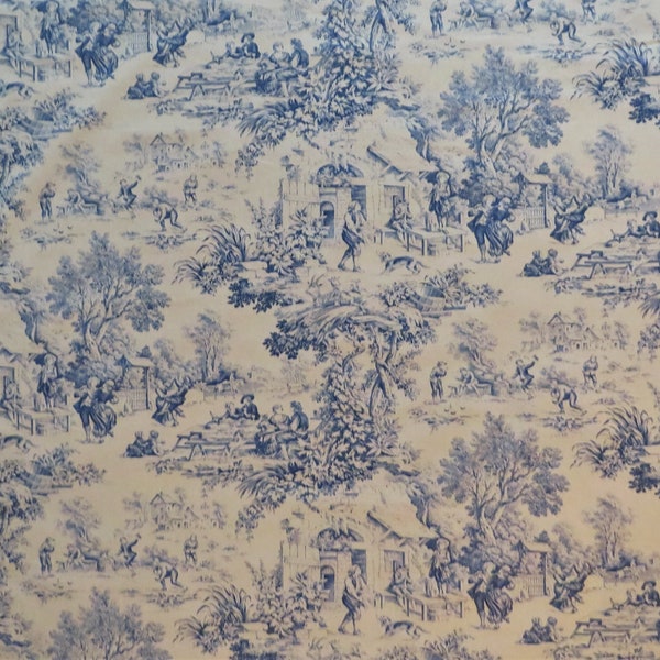Blue Toile Fabric - Etsy