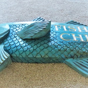 LARGE Hand Carved Wood Fish & Chips Sign - Etsy