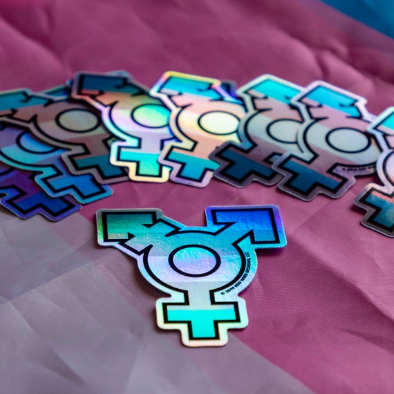 Trans Pride Gift decal Transgender Symbol Metallic Vinyl Sticker LGBT ...