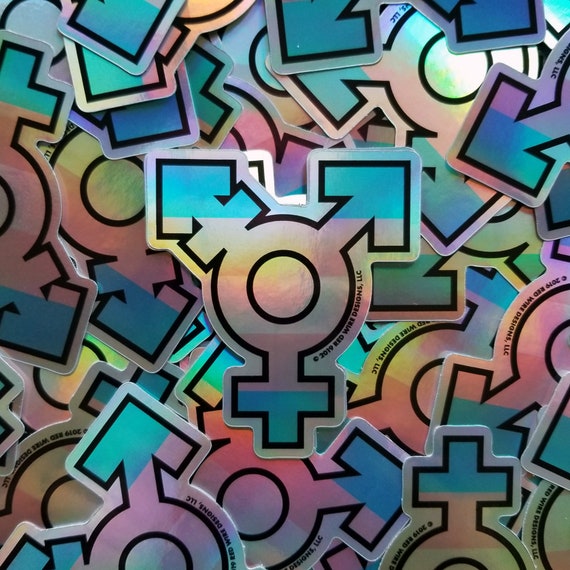 Trans Pride Gift decal Transgender Symbol Metallic Vinyl Sticker LGBT ...