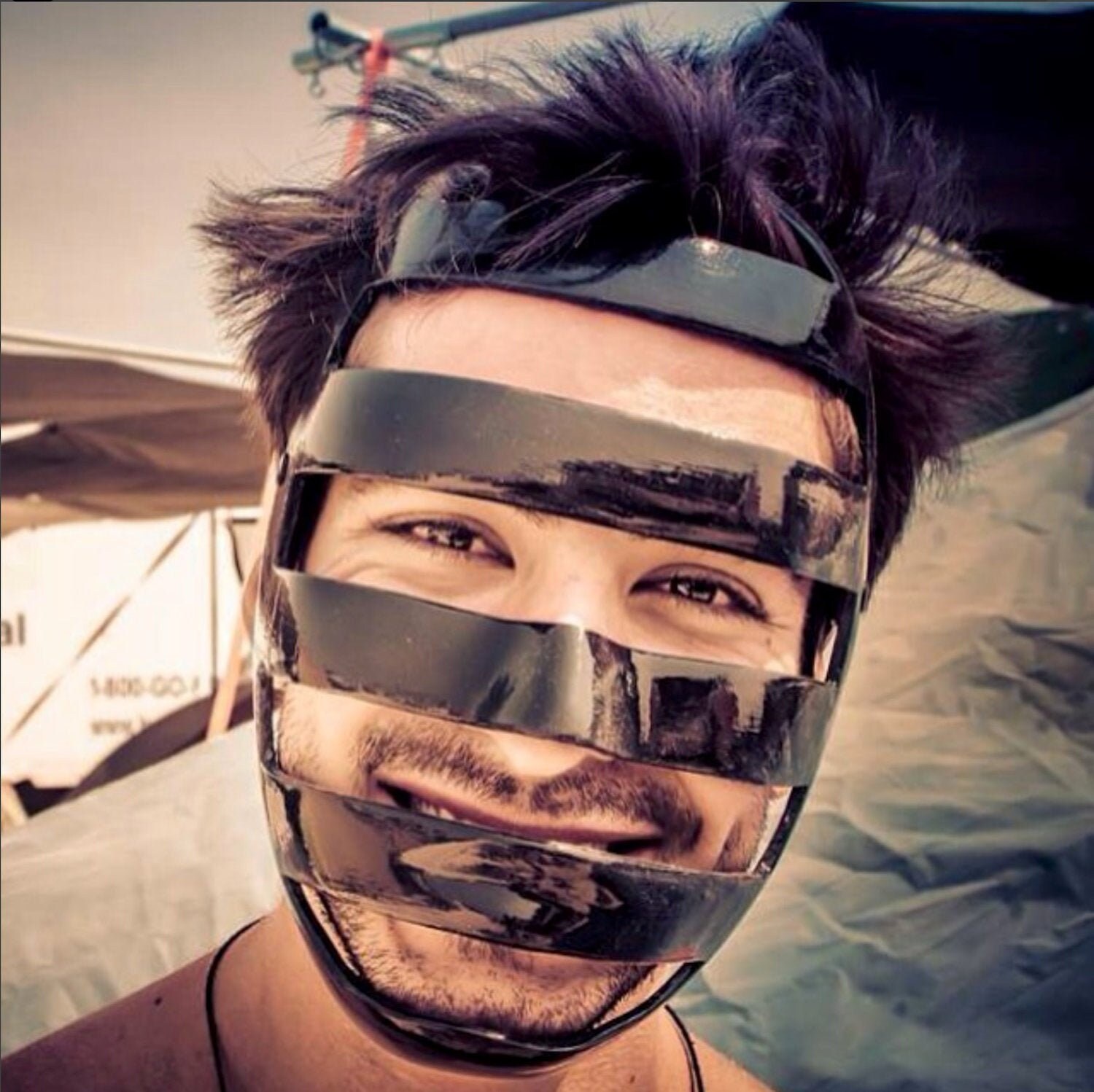 Fashion Mask Black Full Face Couture Photo Art Shooting stripes - Etsy