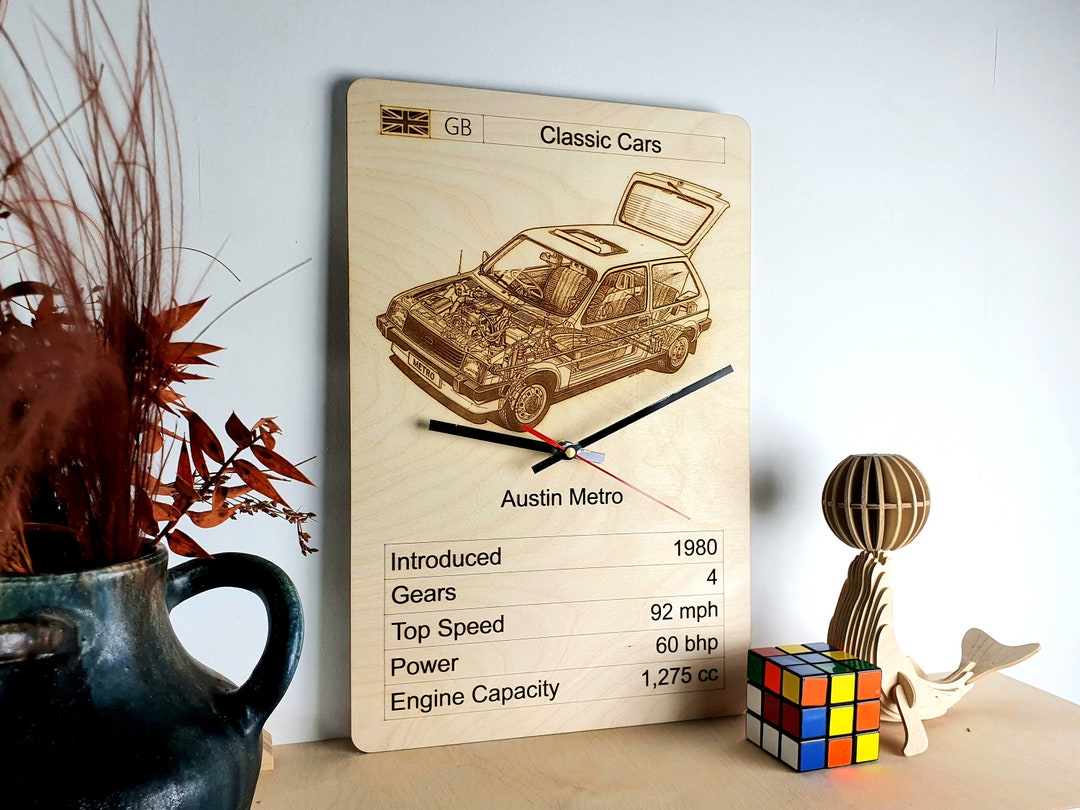 Austin Metro Plywood Clock, Dad Gift, Man Cave Décor, Gifts for Him ...