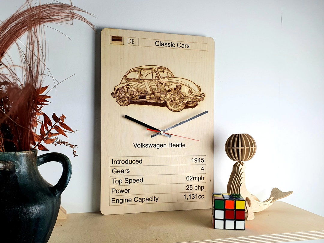 Volkswagen Beetle Clock, VW Beetle, Plywood Clock, Classic Car Clock ...