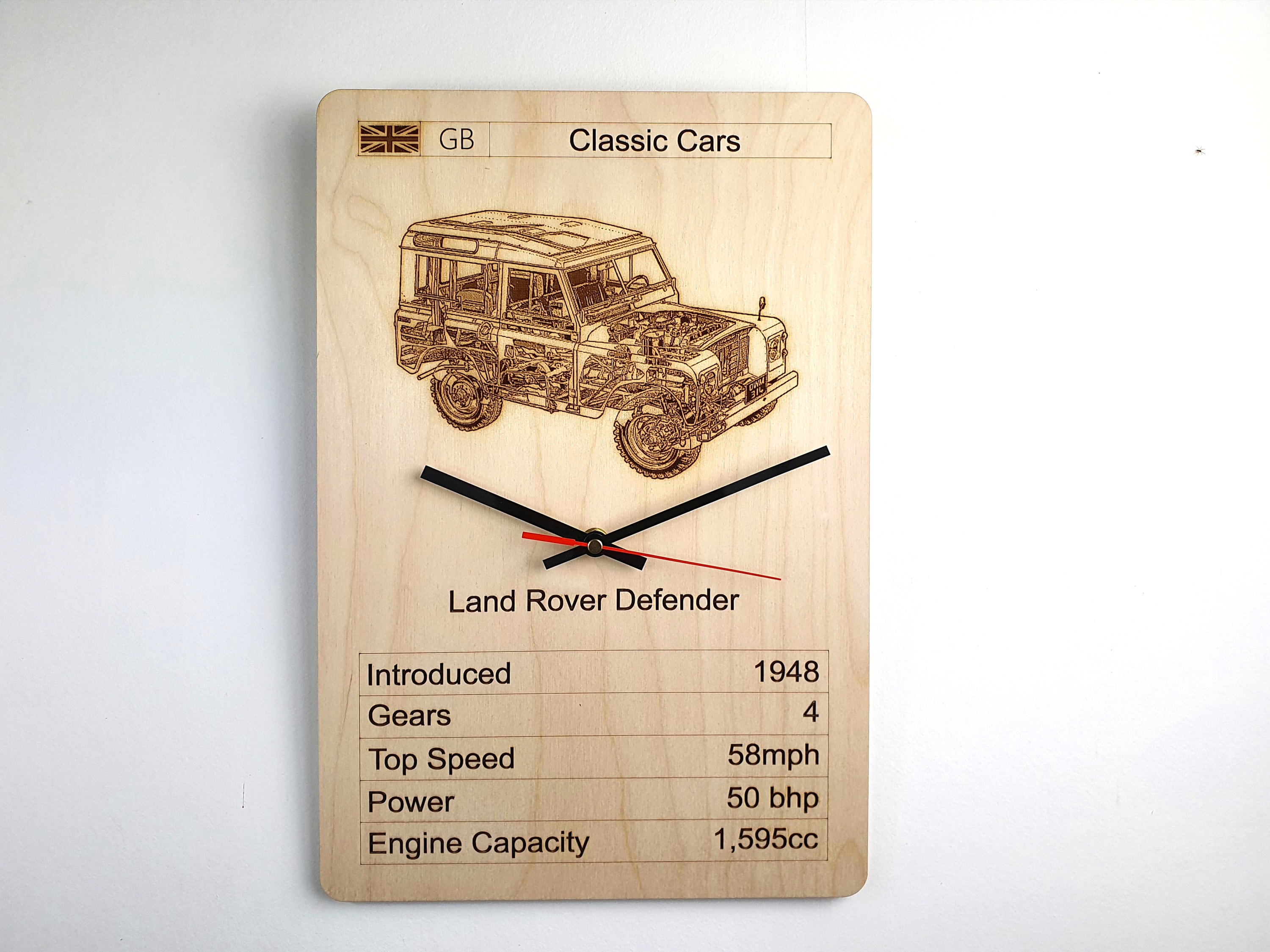 Land Rover Defender- Land Rover Clock, Personalised Number Plate Gift ...