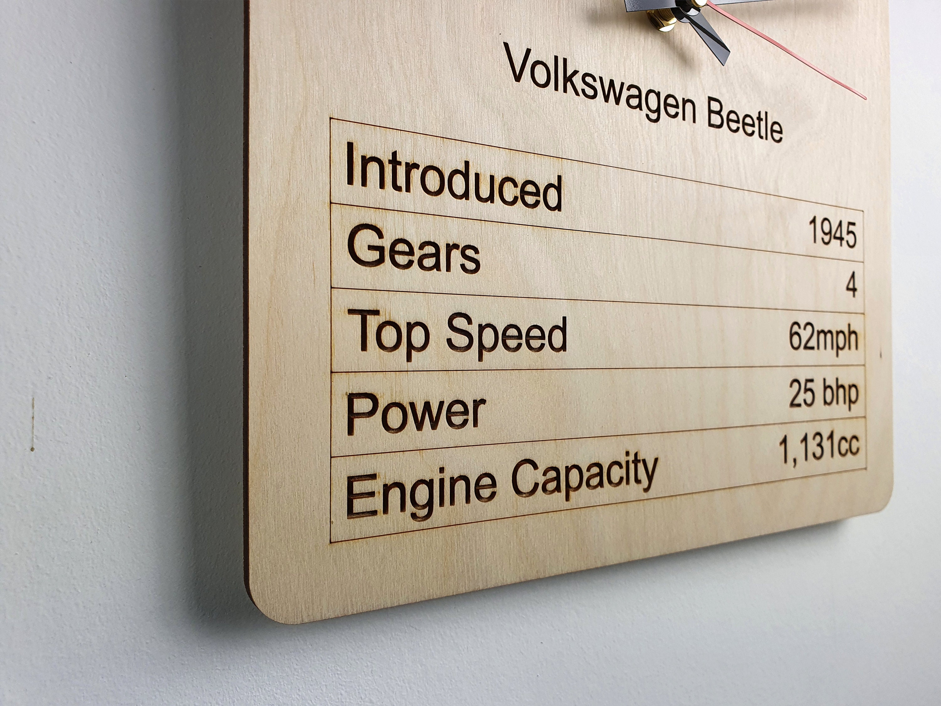 Volkswagen Beetle Clock, VW Beetle, Plywood Clock, Classic Car Clock ...