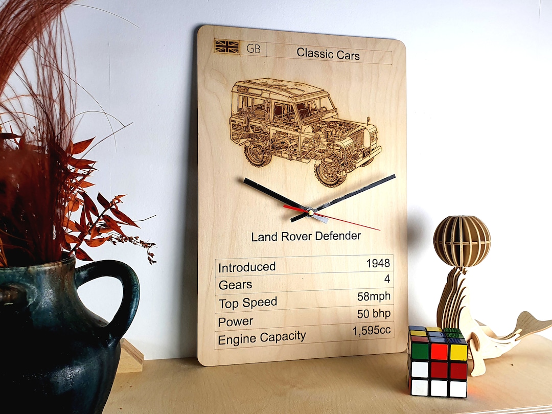 Land Rover Defender Land Rover Clock, Personalised Number Plate Gift ...
