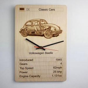 Volkswagen Beetle Clock, VW Beetle, Plywood Clock, Classic Car Clock ...