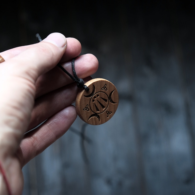 Wood Necklace-awen Pendant Neo-druid Symbol Carved From - Etsy UK