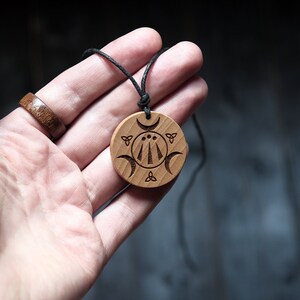 Wood Necklace-awen Pendant Neo-druid Symbol Carved From - Etsy UK