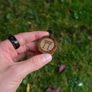 Torii Gate Necklace/pendant, Round Solid Wood. Japanese Symbol. Shinto ...