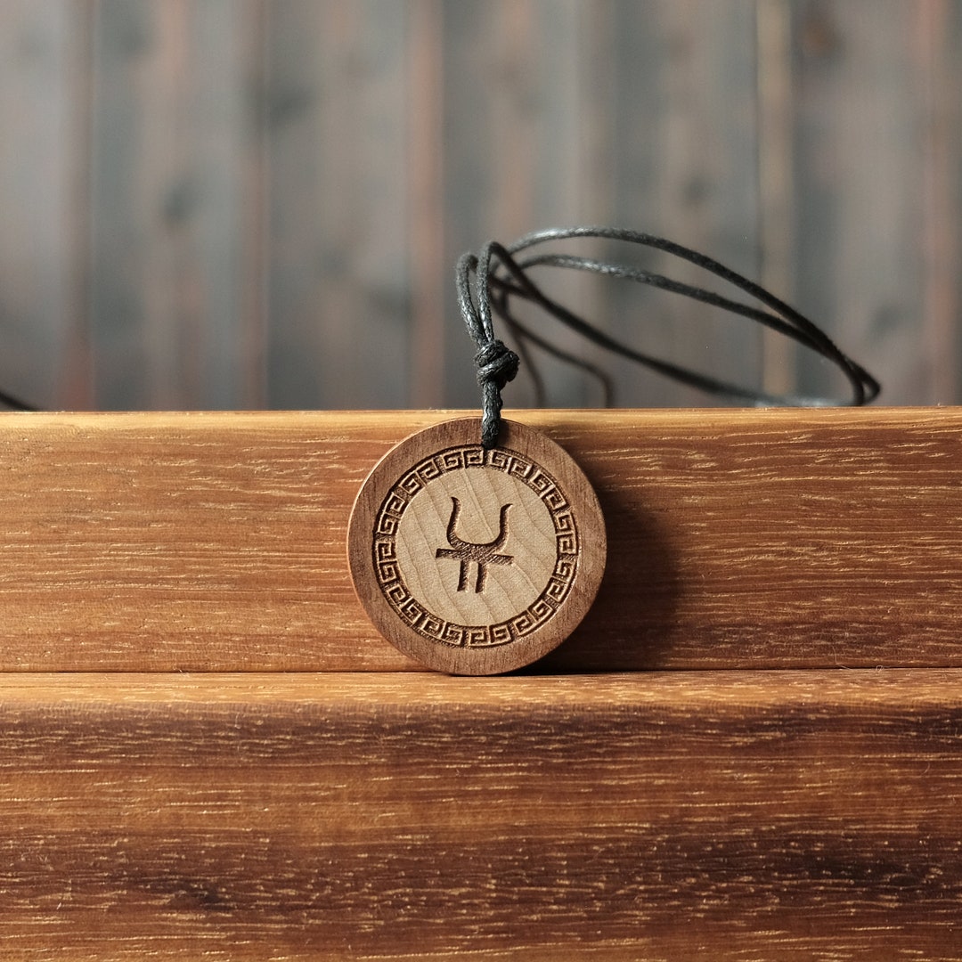 Hestia Goddess Necklace/pendant, Round Solid Wood. Spiritual Necklace ...