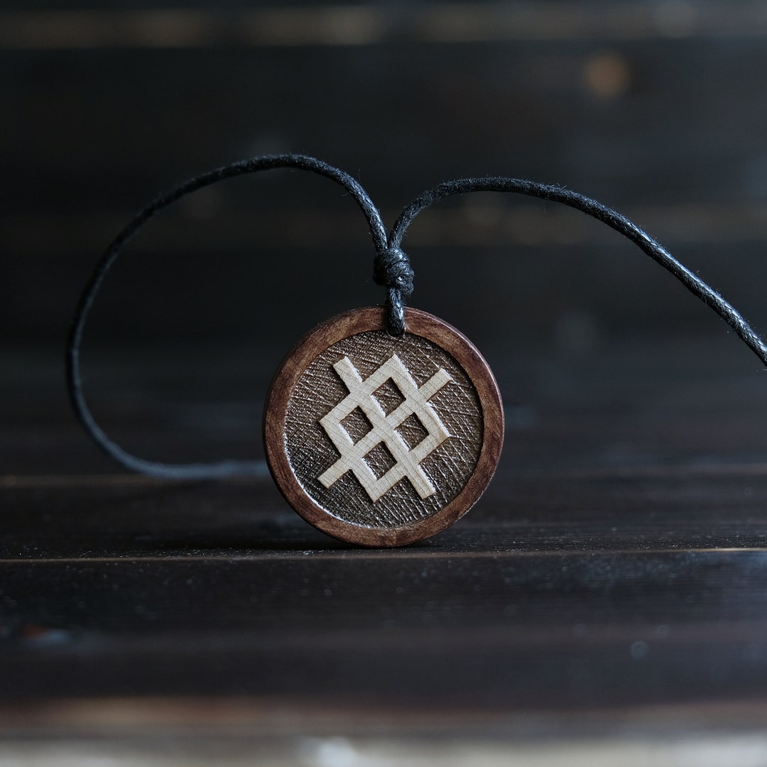 Wood Necklace-gar Rune Pendant, Gar Rune Necklace, Northumbrian Rune ...