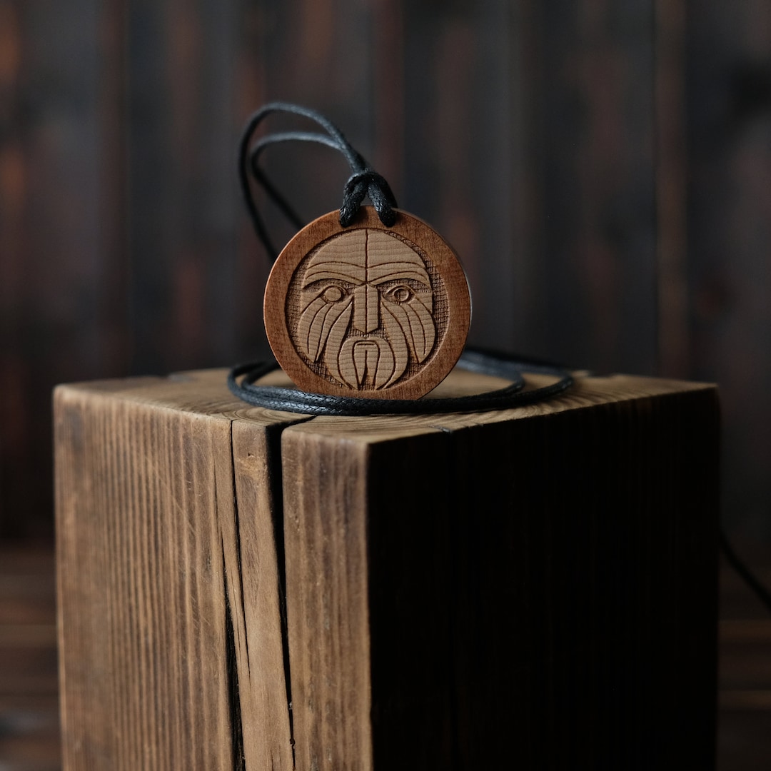 Anglo-saxon God Woden, Round Solid Wood. Anglo-saxon Mythology Necklace ...