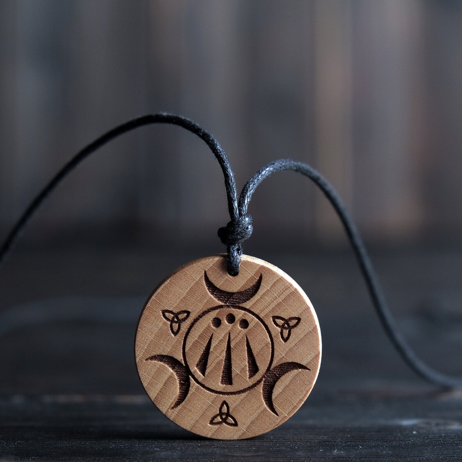 Wood Necklace-awen Pendant Neo-druid Symbol Carved From - Etsy UK