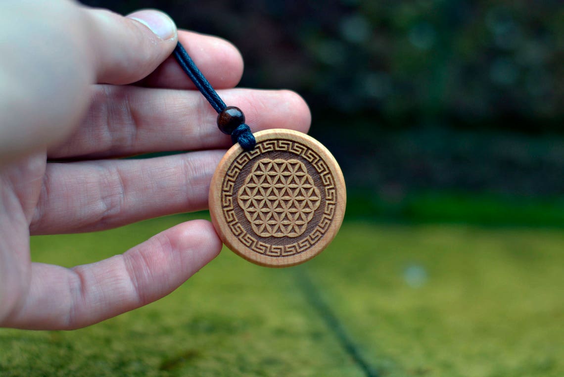 Gift Yogi Flower of Life Unisex Solid Sycamore Wood Pendant - Etsy UK