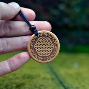 Gift Yogi Flower of Life Unisex Solid Sycamore Wood Pendant - Etsy UK