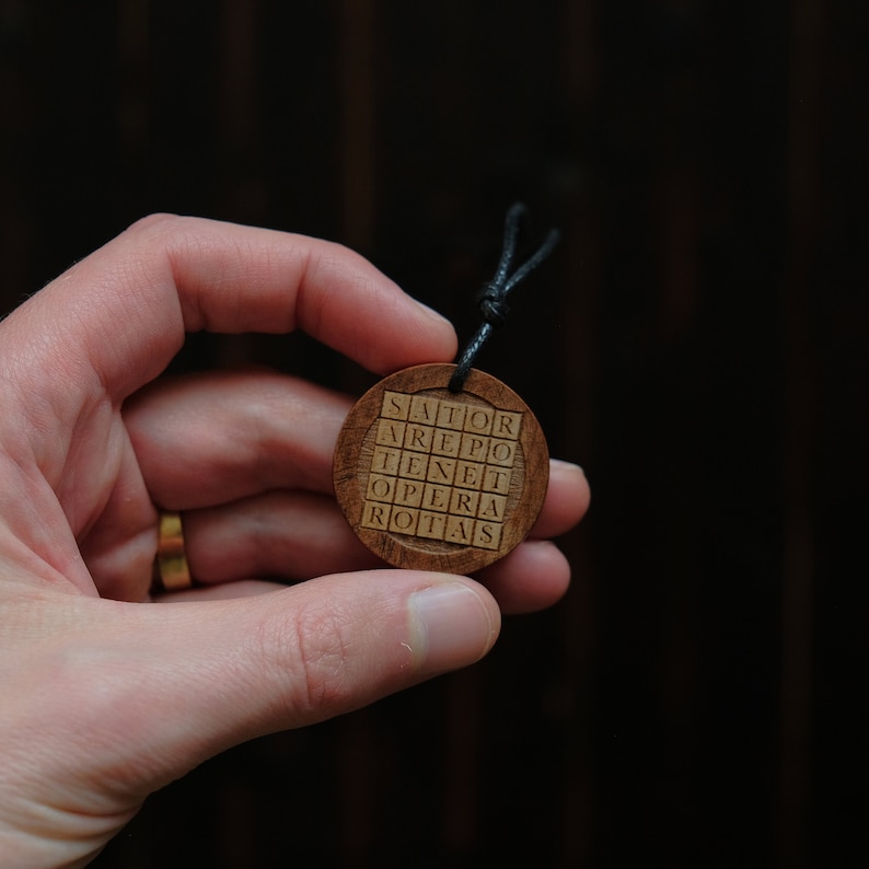 Sator Square Necklace/pendant, Round Solid Wood. Spiritual Necklace ...