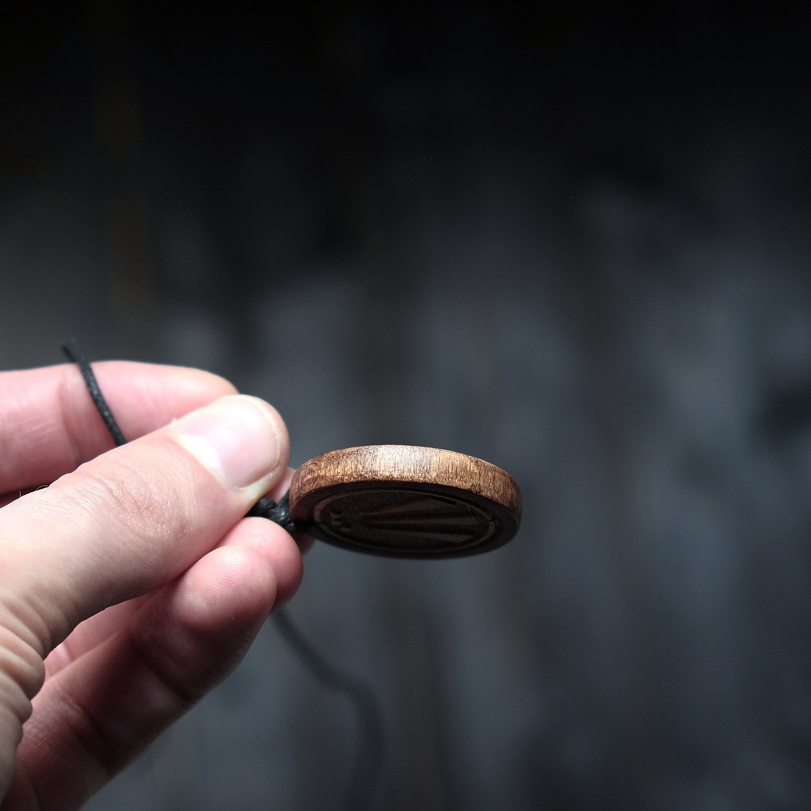 Wood Necklace-awen Pendant Neo-druid Symbol Carved From - Etsy