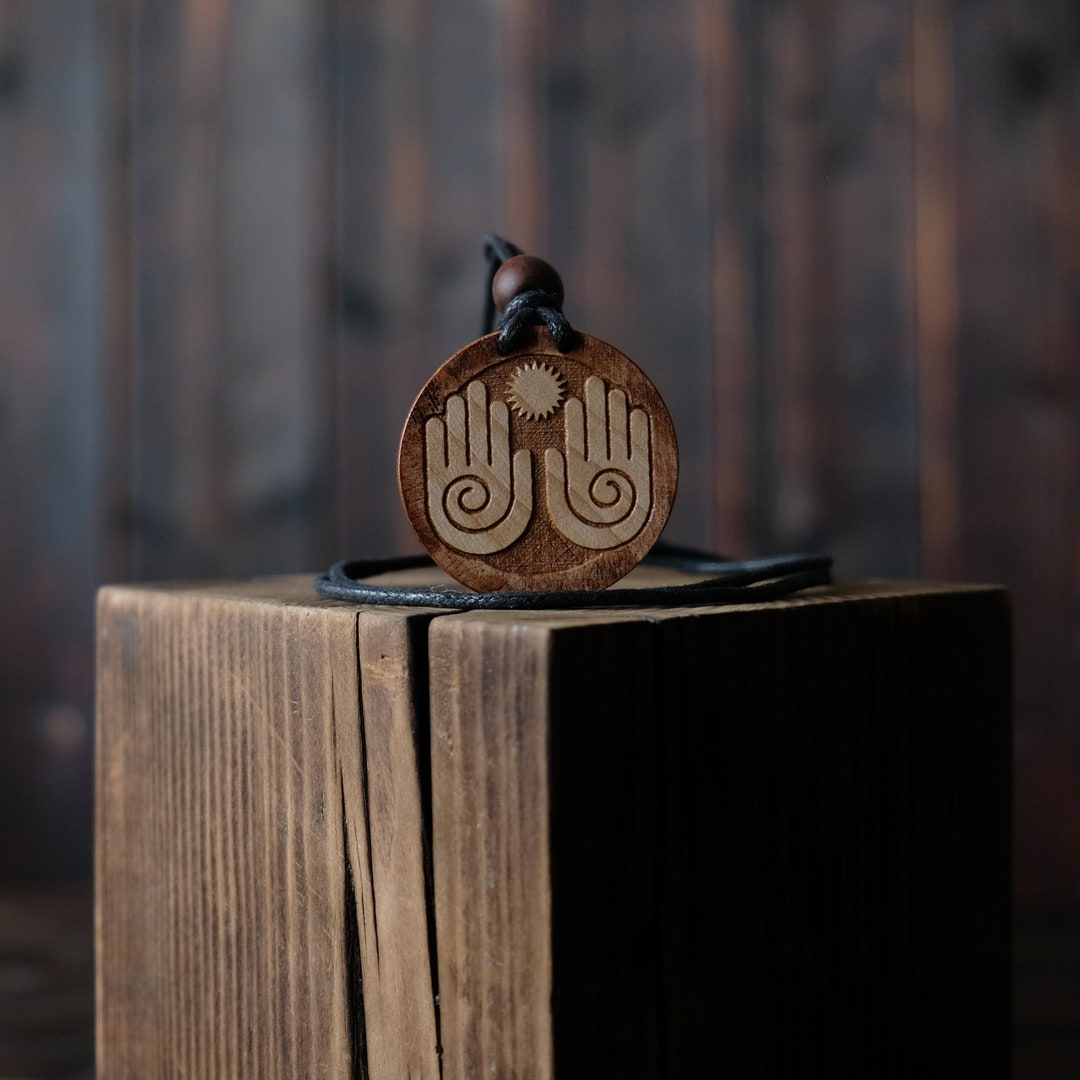 Healing Hand Necklace/pendant. Made From Solid Wood. Yoga Meditation ...