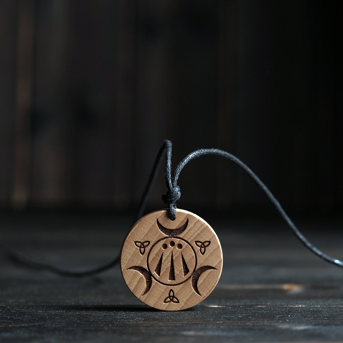 Wood Necklace-awen Pendant Neo-druid Symbol Carved From - Etsy UK