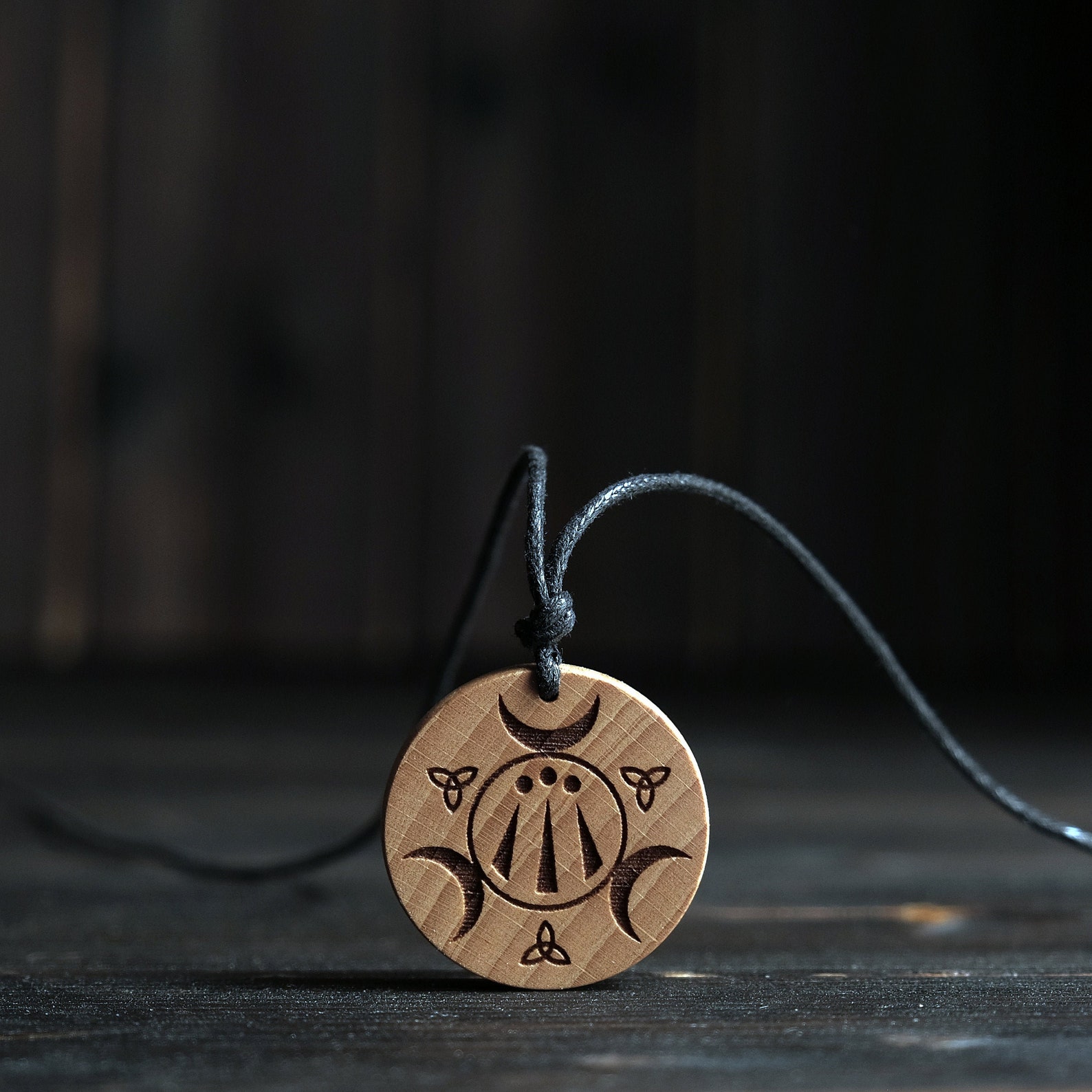 Wood Necklace-awen Pendant Neo-druid Symbol Carved From - Etsy UK