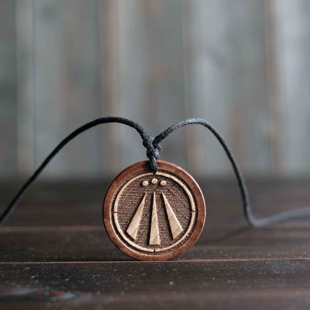 Wood Necklace-awen Pendant, Neo-druid Symbol, Made From Solid Sycamore ...