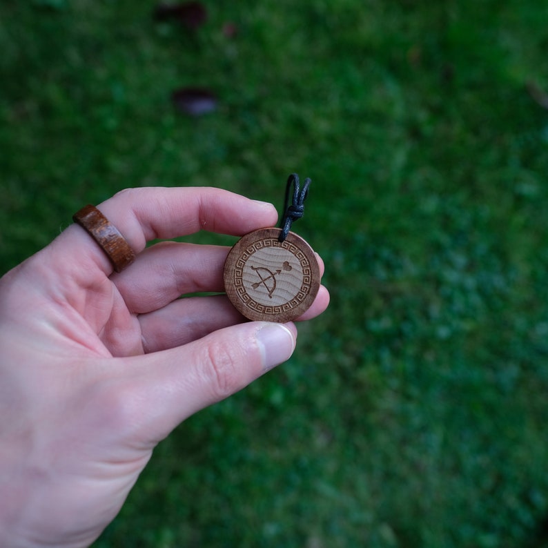 Eros God Symbol Necklace/pendant. Made From Solid Sycamore Wood. Round ...