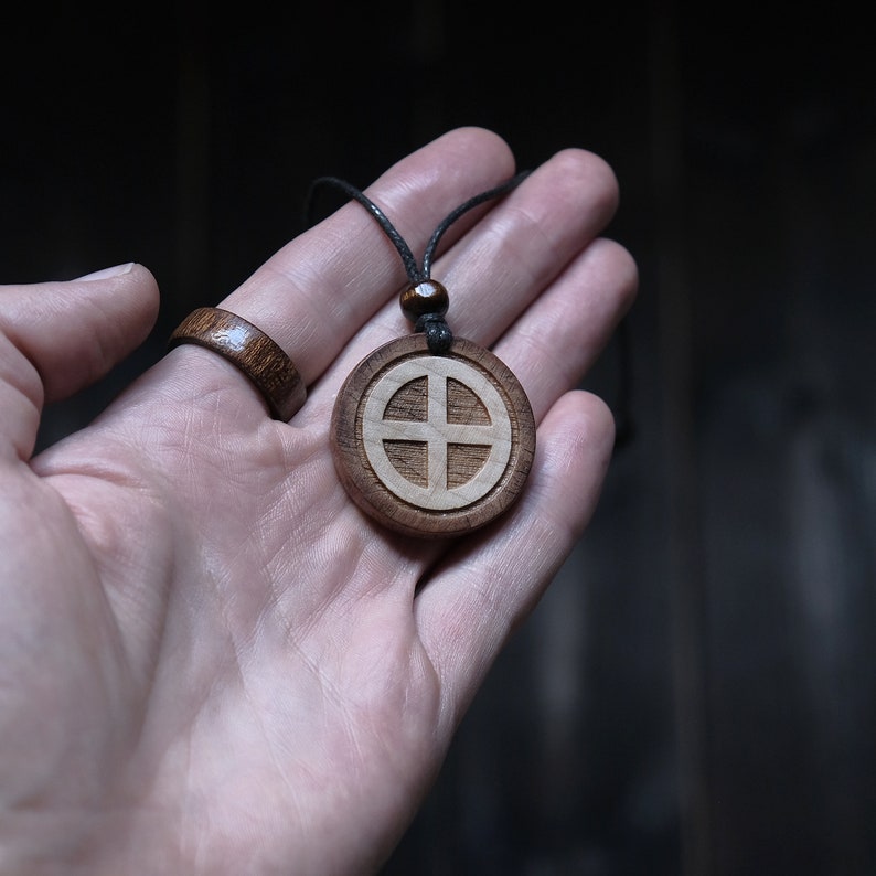 Sun Cross Necklace. Solar Cross Pendant. Wheel Cross Necklace. | Etsy