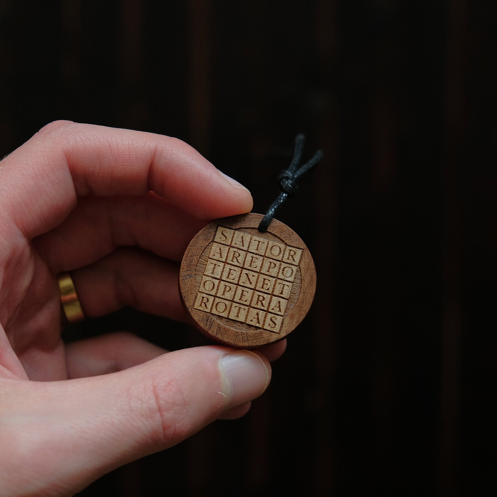 Sator Square Necklace/pendant, Round Solid Wood. Spiritual Necklace ...