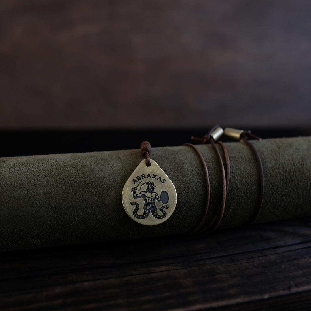 Brass Abraxas Pendant – Ancient Gnostic Symbol Necklace – Handcrafted ...