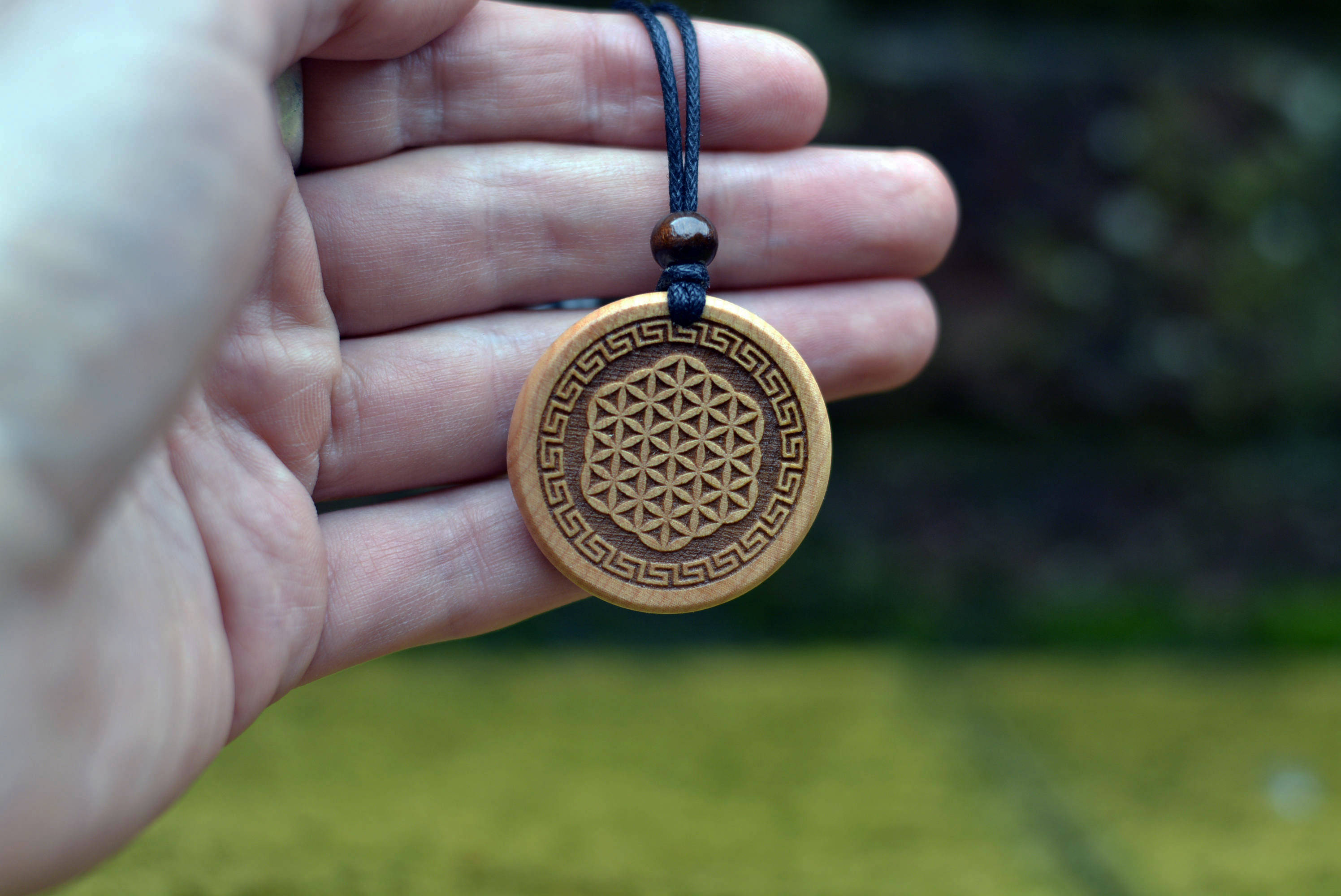 Gift Yogi Flower of Life Unisex Solid Sycamore Wood Pendant - Etsy UK