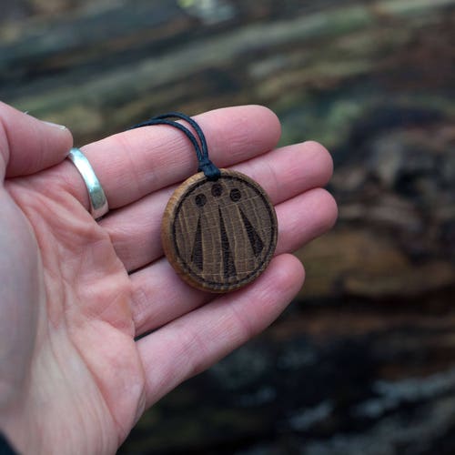 Wood Necklace-awen Pendant Neo-druid Symbol Carved From - Etsy