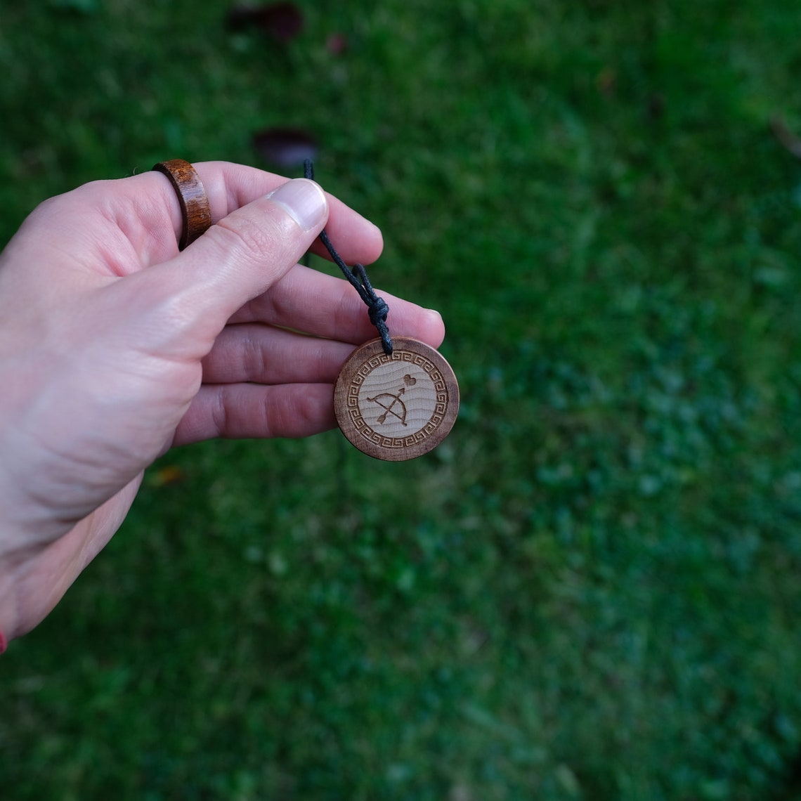 Eros God Symbol Necklace/pendant. Made From Solid Sycamore Wood. Round ...