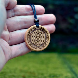 Gift Yogi Flower of Life Unisex Solid Sycamore Wood Pendant - Etsy UK