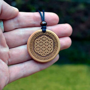 Gift Yogi Flower of Life Unisex Solid Sycamore Wood Pendant - Etsy UK