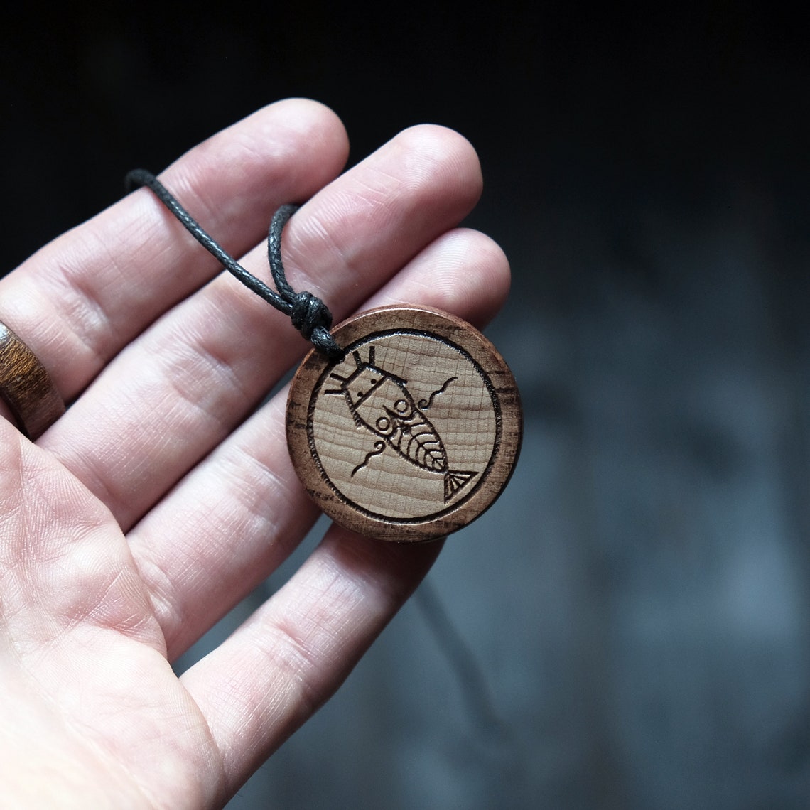 Wood Necklace-nommo Pendant, Nummo Symbol, Carved From Solid Wood. - Etsy