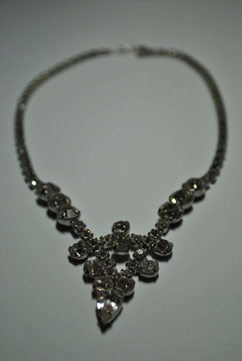 Weiss Clear Rhinestone Link Necklace and Earring Set - Etsy