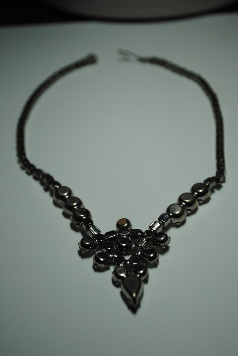 Weiss Clear Rhinestone Link Necklace and Earring Set - Etsy