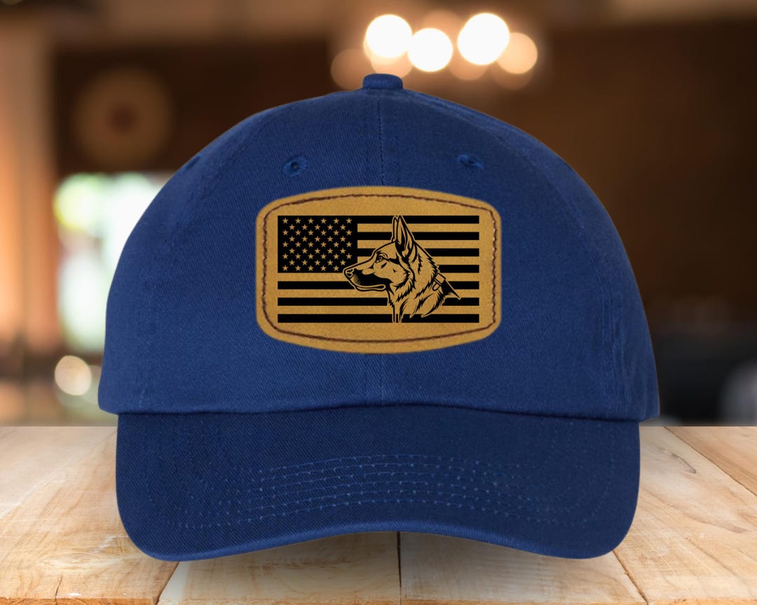 Blue Leather Patch Hat With K9 Police Design, Police Supporter Hat With ...
