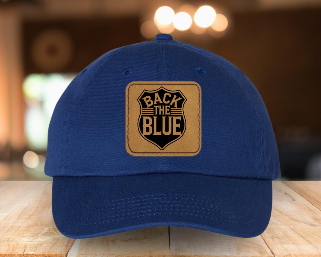 Blue Leather Patch Hat With Police Design, Back the Blue Hat With ...